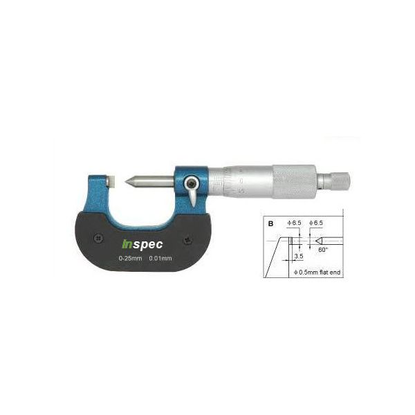 Inspec Single Point Micrometer 0-25mm x.01mm Code 200-51-000 Spindle p