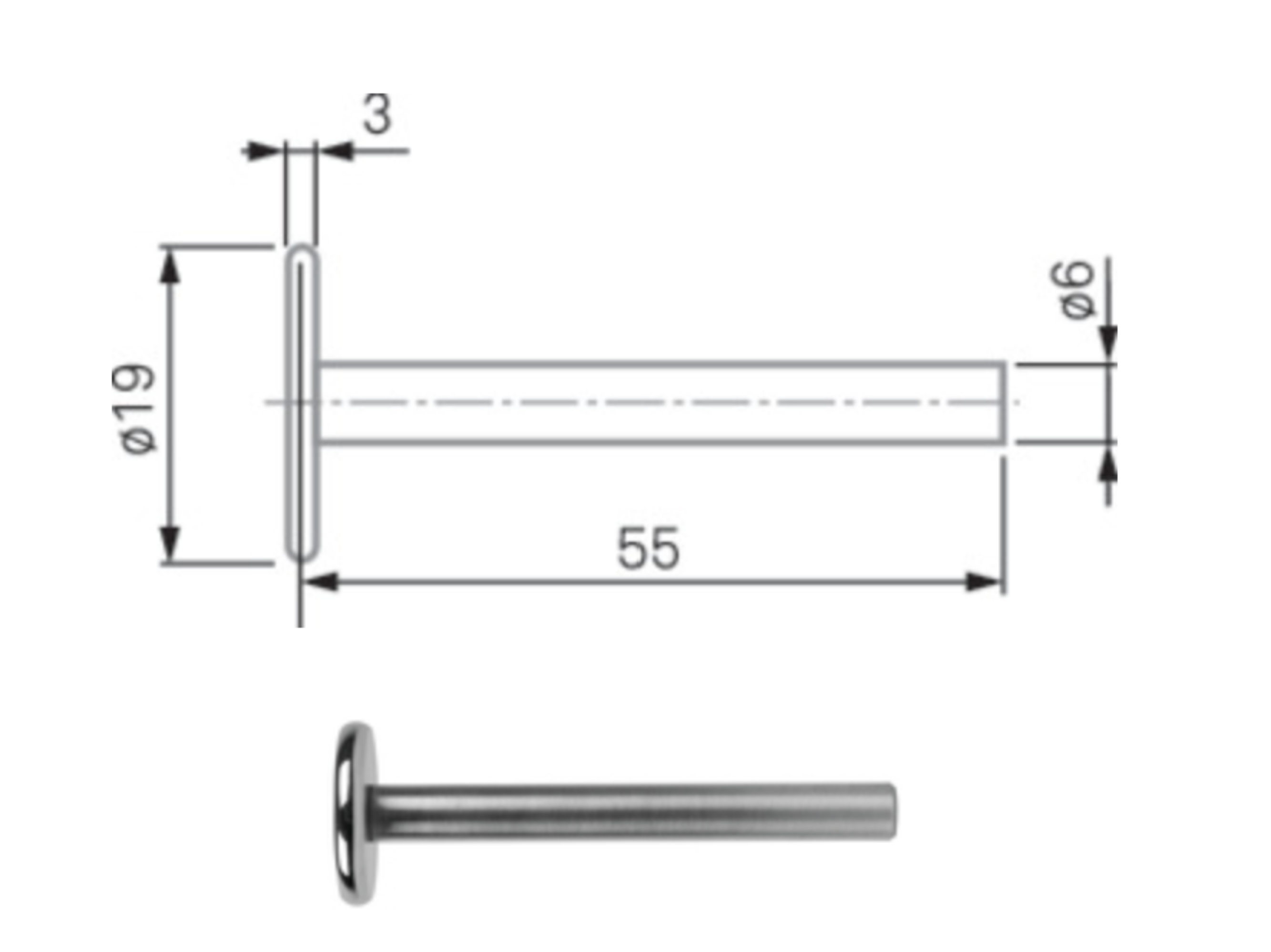 Disc Probe Carbide Ø 6 mm Shank, Ø 19 mm, L = 56,5 mm 00760076
